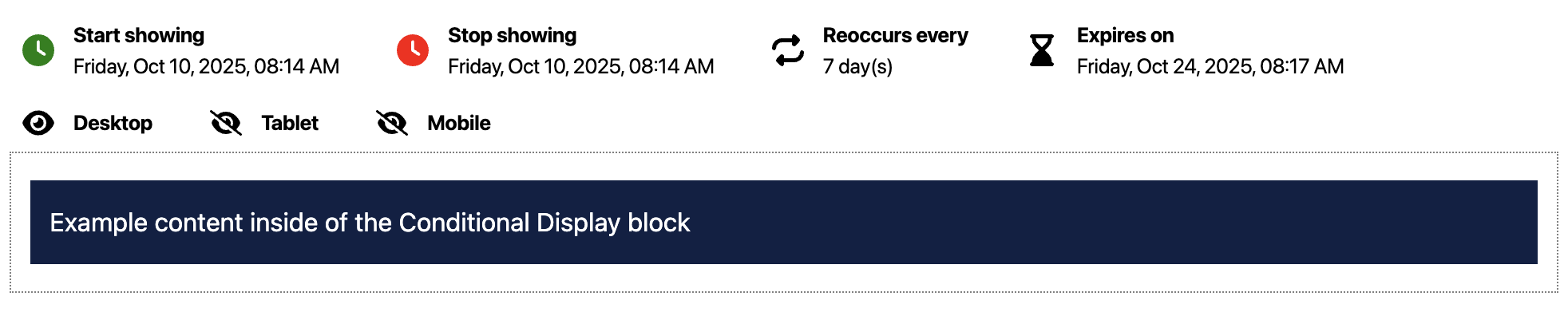 Conditional Display Uncg Web Assets